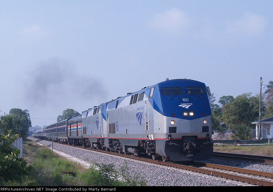 AMTK 160 With the Northbound Silver Meteor a Mile North of the Station